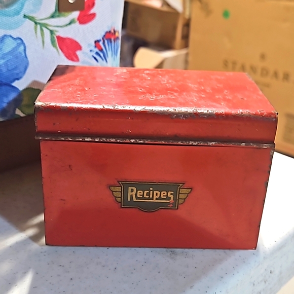 unbranded | Accents | Vintageantique Recipe Box Red Metal Circa 95s ...